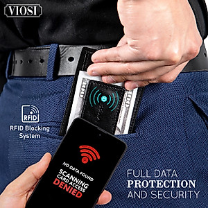 Viosi Money Clip Slim Leather Wallet For Men Front Pocket Rfid Blocking Card Holder With Rare Earth Magnets