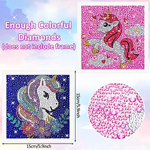 Zonon 34 Pieces 5D Diamond Painting Kit for Kids Unicorn Diamond Painting Gem Painting Kit Diamond Painting Stickers Diamond Arts and Crafts Kits for Girls Children Ages 6-12