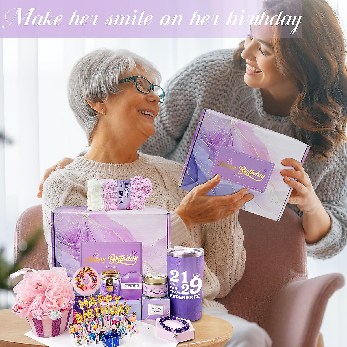 50th Birthday Gifts for Her, 50th Birthday Gifts for Women, Happy 50 Year Old Gift Baskets Ideas for Best Friends Mom Aunt Wife Daughter Sister Girlfriend Coworker Bestie Teacher Unique Gift Box