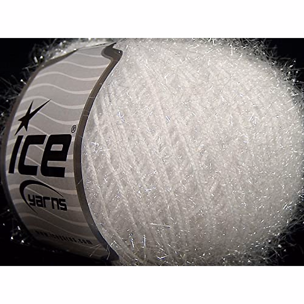 Sparkle Soft White - Ice Yarns Metallic Lurex Nylon Eyelash Yarn 50gr 153yds