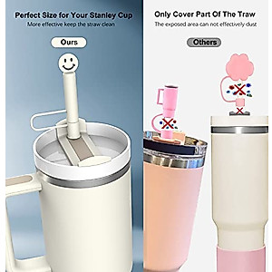 Aiscool 6Pcs Straw Covers Compatible with Stanley 30 & 40 Oz Tumbler with Handle Cream, 0.39in/10mm Straw Covers Cap, Soft Reusable Silicone Straw Protectors