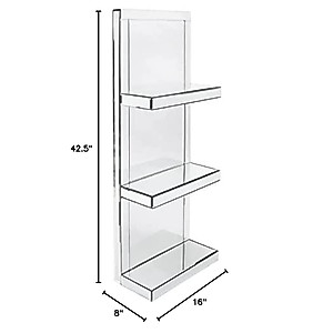 Howard Elliott Mirroed Mirrored Shelf with Three (3) Shelves, Metallic