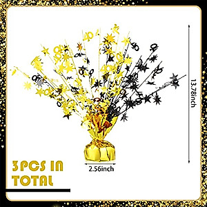 3 Pieces Happy 40th Birthday Centerpieces for Tables 40th Wedding Anniversary Party Supplies Metallic Gold Gleam for 40 Years Old Party Table Decorations, 14 Inches