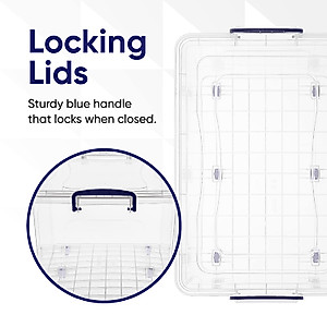 Superio 44 Qt Clear Plastic Storage Bin with Lid and Wheels, Non-Toxic, BPA Free, Odor Free, Organizer Storage Box, Stackable Plastic Tote for Home, Garage, Closet