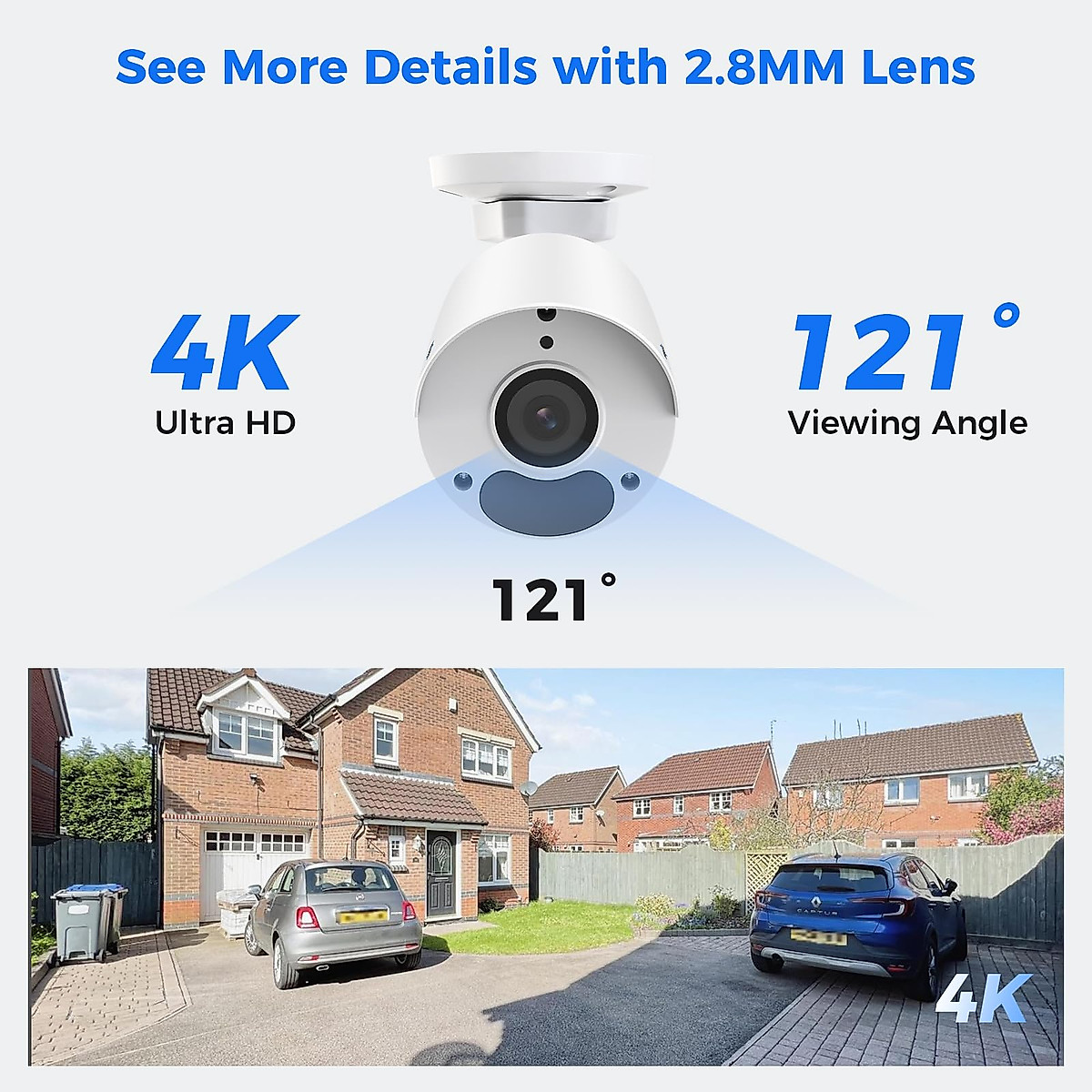 [4K HD+3TB HDD] Hiseeu 4K Security Camera System, PoE Security Camera System w/4pcs IP PoE Cameras, 121° Wide View, IP67 Waterproof, Free Remote Access, WDR, Human Detect, 7/24 Record