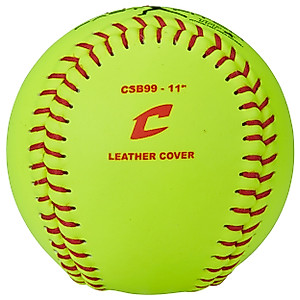 Champro 11” Unaffiliated Practice Fastpitch Softballs, Optic Yellow Leather Cover, Pack of 12