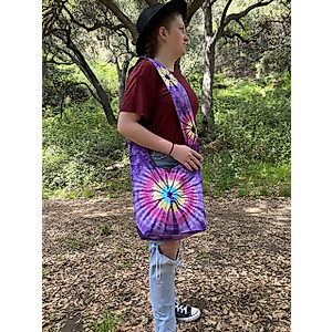 Tie Dye Crossbody Shoulder Hippie Boho Handbag Purse in Purple Large