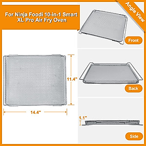 WARDFYT Air Fry Basket Replacement Compatible with Ninja Foodi Smart XL Pro Air Fry Oven, Replacement Mesh Basket for Ninja Foodie 10-in-1 Air Fryer, DT251 DT200 DT201 DT255CO DZ201C, Steel, Silver