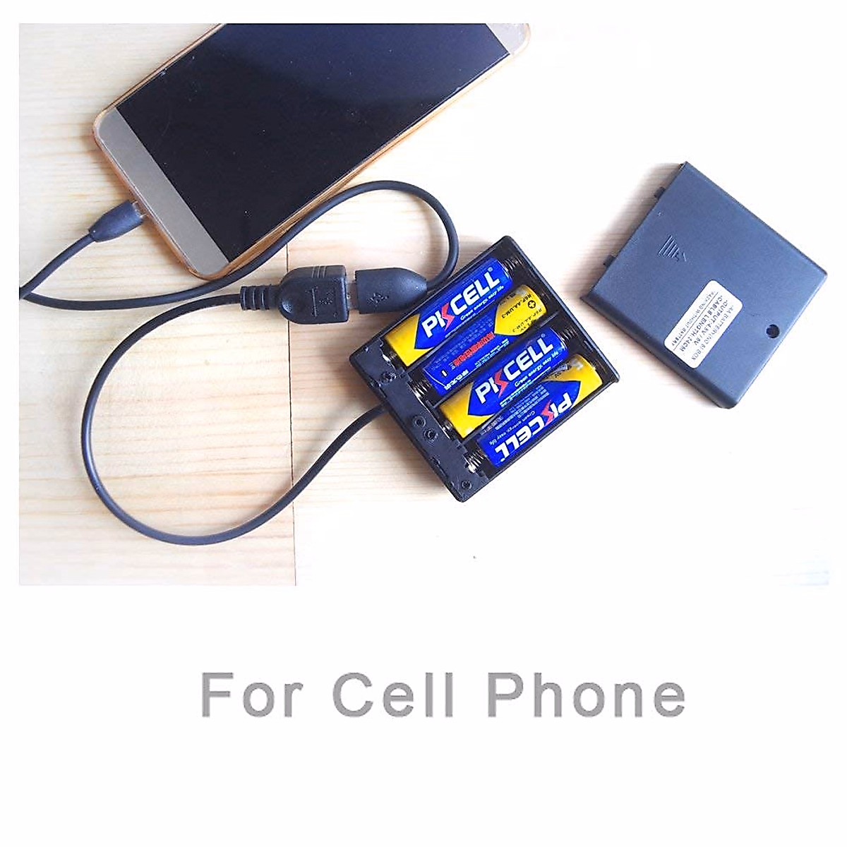 Black USB Female Socket 4 AA Battery Case Box Holder Output 4.8 Volt Or 6 Volt with On Off Switch,Without Battery