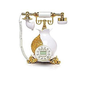 Telephone High-end Retro Telephone Family Living Room Study landline Business Office Fixed Telephone 182625cm (Color : Brown) (Gold)