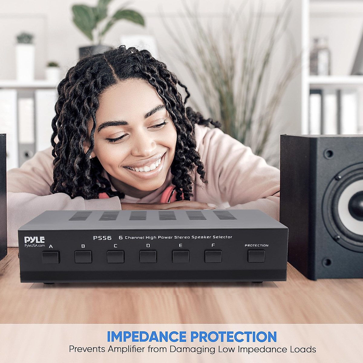 Pyle Home Premium New and Improved 6 Zone Channel Speaker Switch Selector Switch Box Hub Distribution Box for Multi-Channel High Powered Stereo Amplifier A,B,C,D Switches, 6 Pairs Of speakers PSS6