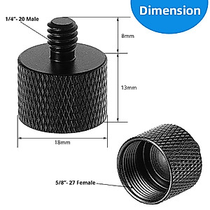 4 Pieces Mic Stand Adapter 5/8 Female to 1/4 Male for Camera Mount Tripod Thread Adapter Conversion Connector Screw Adapter for Microphone Stand Mount Adapter (Black)
