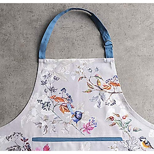 Maison d' Hermine Apron 100% Cotton 1 Piece Adjustable Neck Strap Apron with Center Pocket & Long Ties for Mothers Day Gifts, Chef, Women & Men, Equinoxe (Grey) - Thanksgiving/Christmas(27.50"x31.50")