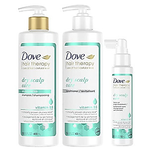 Dove Hair Therapy Regimen Hair Set Shampoo, Conditioner and Leave-On Scalp Treatment for Dry Scalp with Vitamin B3