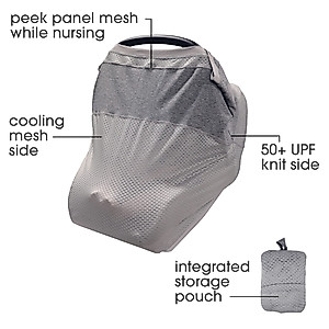 Boppy 4 and More Multi-use Cover, Pearl, Quick-Dry UPF 50+ Knit and Breathable Mesh, Versatile for Car Seat Canopy, Nursing Cover, Infant Strollers, Shopping Carts, Highchairs and More