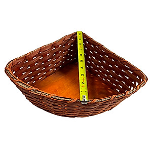 Amish Corner Storage Handmade Solid Oak Woven Wicker Basket (Large)