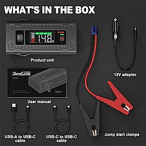 JOMGAND JQ3500 Portable Jump Starter, 3500A 12V Car Battery Booster Pack for Upto 10.0L Gas or 8.5L Diesel Engines, Jumper and Jump Box with 100W Two Way Fast Charge, 36 Months Ultra-Long Standby