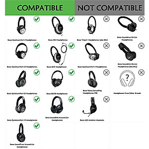 Replacement Ear-Pads Cushions for Bose QuietComfort 15 25 35 2 QC-15 QC-25 QC-35 QC-2 Headphones,Compatible with Ae2 Ae2i Ae2w, SoundLink SoundTrue Around-Ear Series Headphones (Black)