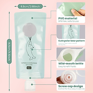 RONRONS 8 Pack Leak Proof Refillable Empty Containers,Squeezable Travel Bags Shampoo Lotion Bottle,90 ml / 3.04oz