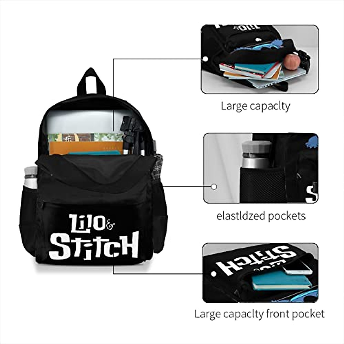 Cartoon Anime Backpack 17 Inch Daypack Leisure Bag Travel Bookbag Casual School Bag For Women Men Boys Girls
