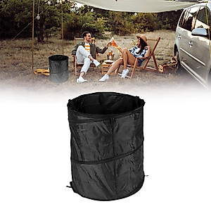 Trash Can, 24 Gallon Reusable Outdoor Portable Up Trash Can Camping Trash Can, Locking Design Foldable Waterproof Garbage Can for Parties Camping Recycling (Black)