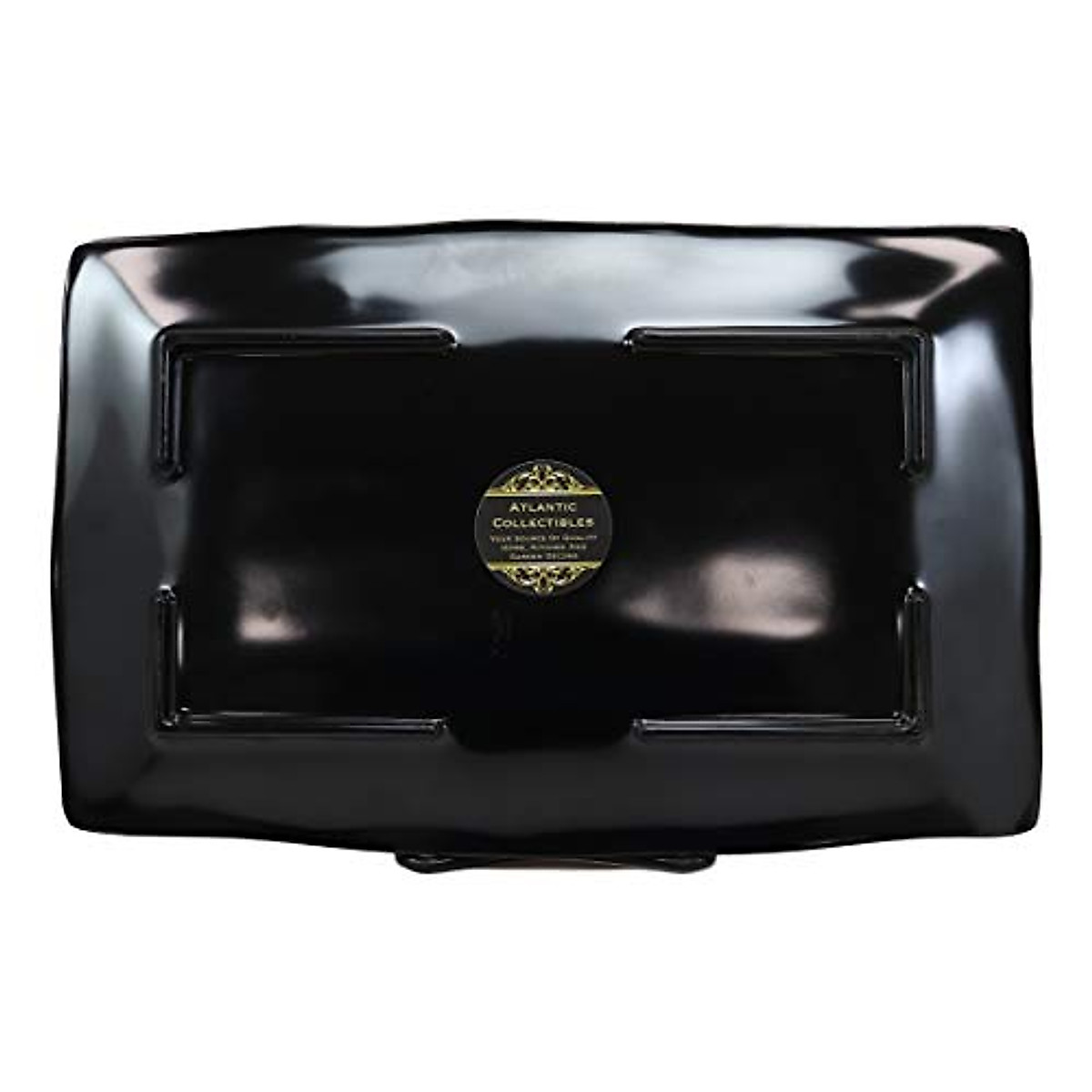 Ebros Large Red And Black Melamine Irregular Design Serving Plate or Dish With Ridges 11.25" Long Restaurant Supply For Japanese Yakitori Skewers Appetizers Teriyaki Sushi Sashimi Dinner Platter (1)