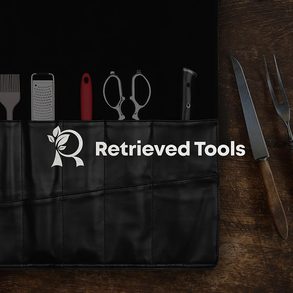 Chef’s Knife Roll bag – Waxed Canvas Cutlery Knives Holders Protectors With 6 Double Slots, Home Kitchen Cooking Tools And Utensils Wrap Bag Wallet, Portable Chef Knife Cases, Travel Tool Roll Pouch