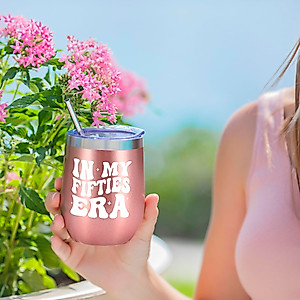 NewEleven 50th Birthday Gifts For Women, 50th Birthday Decorations, 50th Birthday Gifts For Her, Sister, Mom, Bestie, 1974 Birthday Gifts For Women, 50th Birthday Wine Tumbler - 12 Oz Tumbler