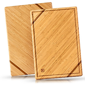 Wellspring Organic Bamboo Wood Cutting Board for Kitchen, Meat, Cheese, Vegetables - Luxury Large Butcher Block Wooden Chopping Board and Serving Board (XL 18 x 12")
