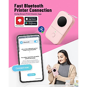 Phomemo Label Maker D30 Portable (Pink)-with 5 Adhesive Label Thermal Paper Portable Mini Bluetooth Thermal Label Printer Labeler Easy to Use,Gift- (USB Rechargeable)