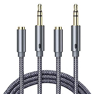 Goalfish Headphone Extension Cable, 3.5mm Extension Audio [2-Pack, 6.6ft] Male to Female Aux Adapter Hi-Fi Sound Stereo Extender Cord for Headset, iPhone, iPad, Smartphones, Tablets & More (Grey)