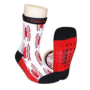 Marvel Super Hero Adventures Spider-Man Baby Toddler Boys 6 pack Socks with Grippers (5-7 yrs, Red/Blue)