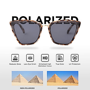 EVEE Polarized Trendy Fashion Cateye Sunglasses For Women with UV Protection Lens - (Vienna) (Tortoise)