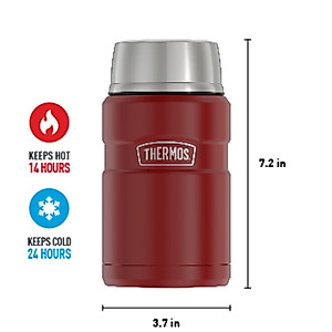 THERMOS Stainless King Vacuum-Insulated Food Jar, 24 Ounce, Rustic Red
