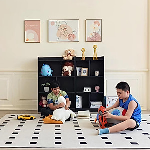 COMUHOME Book Shelf with Back Panel Stability 6 Cube Bookcase Multifunctional Cube Storage Organizer for Bedroom Living Room Office Closet School in Black with 31.49''W