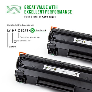 LINKYO Compatible Toner Cartridge Replacement for HP 78A CE278A (Black, 2-Pack)