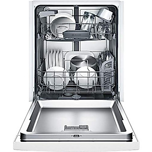 Bosch SHEM3AY52N 100 Series 24 Inch Built In Full Console Dishwasher with 6 Wash Cycles, in White
