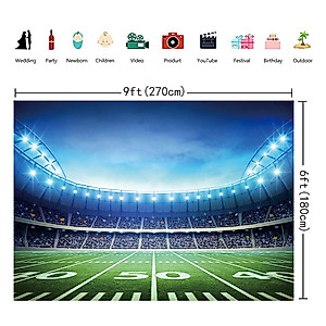 RUINI Football Field Photography Backdrop Football Field AuditoriumLight Themed Party Backdrop 9x6FT