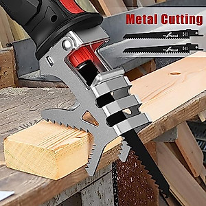 PULITUO Cordless Reciprocating Saw, Speed 3000SPM with Clamping Jaw, Including 2000 mAh/ 1-Hour Fast Charge,Safety Gloves& Goggles, 4Pcs of Saw Blades for Wood