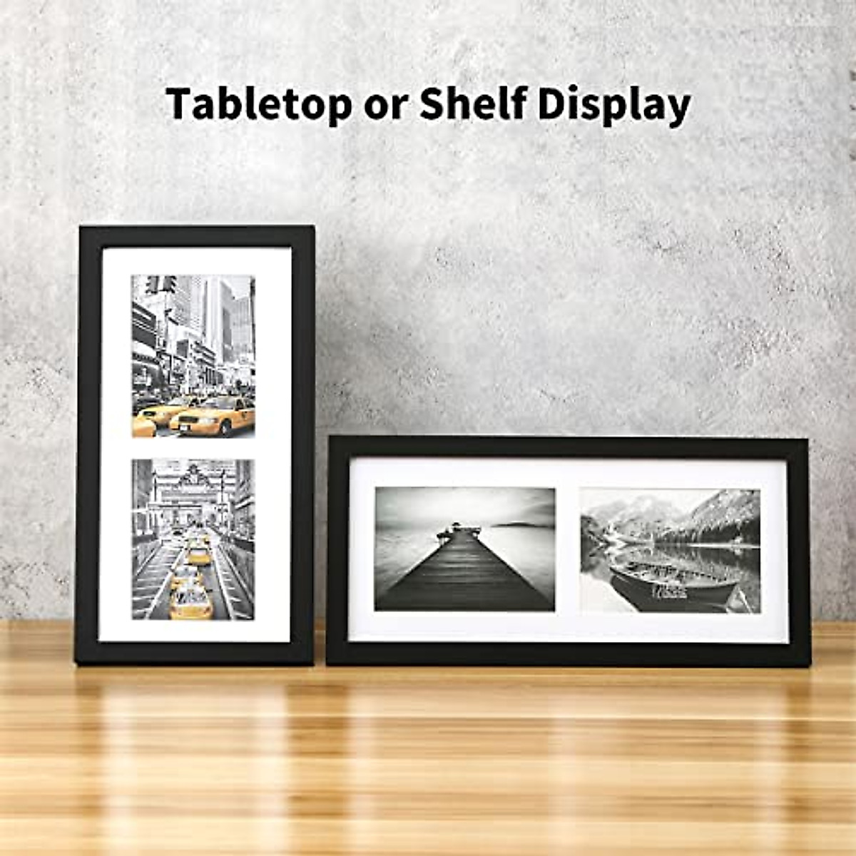 UMICAL 5x7 Picture Frame bundle with 8x8 Picture Frames Set of 2 Display 6x6 or 4x4 Pictures with Mat