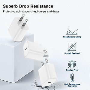 3 Pack QZIIW iPhone Charger,iPhone Fast Charger,[MFi Certified] iPhone Fast Adapter,USB C to Lightning Charging Cable 6 Feet,20W USB C Wall Charger with Compatible iPhone 14 13 12 11 Pro Max,iPad