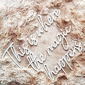 This Is Where The Magic Happens Neon Signs for Wall Décor, 24” Large LED Neon Light Signs for Wedding, Birthday, Engagement, Bachelorette Party, Bar, Bedroom Décor, LED Sign gifts for boys girls, 24x20” Warm White