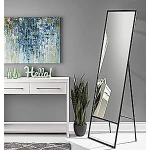 Adesso Alfred Full Length Simple, Modern Matte Black Floor Mirror with Folding Frame