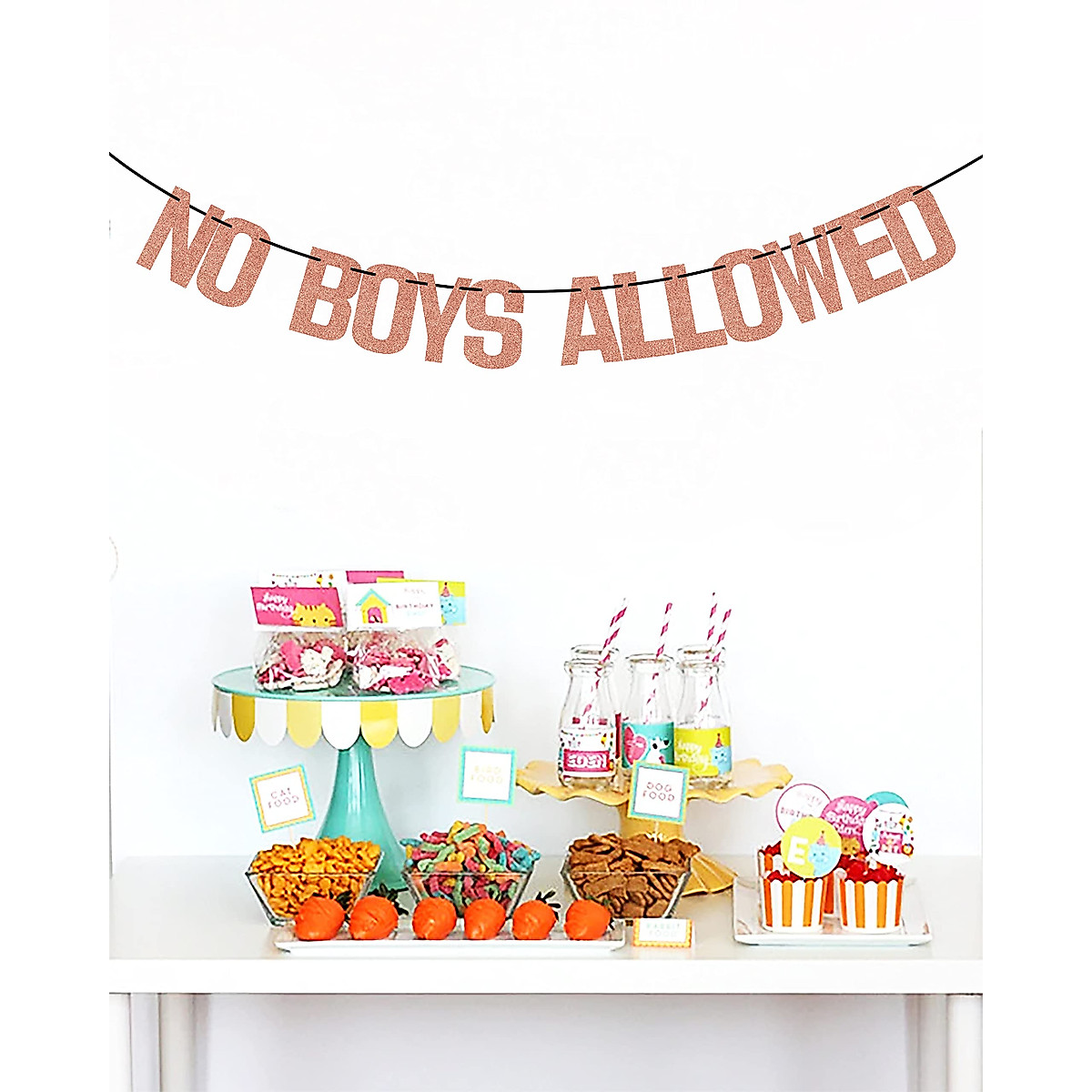 No Boys Allowed Banner, Women Bride Bachelorette Decorations, Bride to Be Banner, Bachelorette Party Decorations, Bride Pajamas Party Supplies Rose Gold Glitter