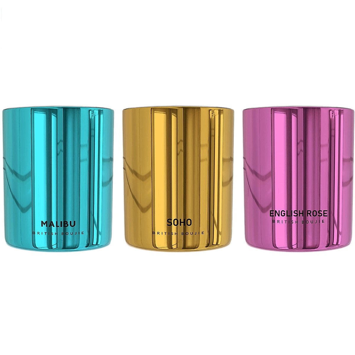 Candle Gift Set - St Tropez Malibu English Rose - Luxury Scented Candles in Box - Luxurious Fragrance with Long Burn time - 3 x 80gm Natural Wax - Scented Candle Gifts for Women & Men