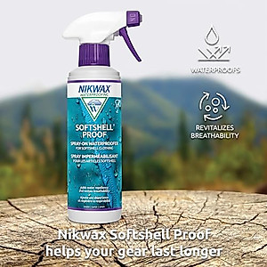 Nikwax Softshell Proof Spray-On High Performance Waterproofing Renewal Treatment Restores DWR Water Repellency in Jackets, Pants, Vests, Outerwear, Ski and Snow Gear