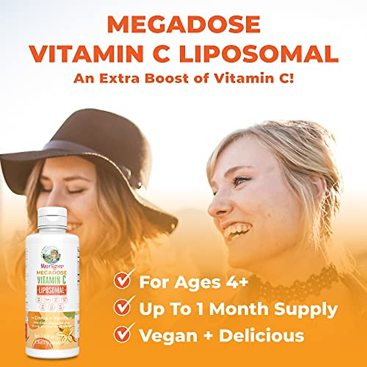 MaryRuth Organics Vitamin C Liquid Liposomal for Women & Men | 500mg Vitamin C Liquid | Sugar Free | Vitamin for Immune Support & Overall Health | Vegan | Non-GMO | Gluten Free | 7.6 Fl Oz