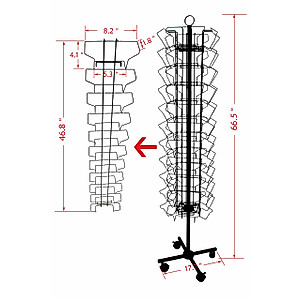 FixtureDisplays® 8" Wide Pocket (Fits 7x5", 44 Pockets) Horizontal Greeting Card Display Spinning Greeting Holiday Card Rack Floor Stand Pocket Size: 8"Wide X 7.5+"High 11712-BLACK-NPF-SL