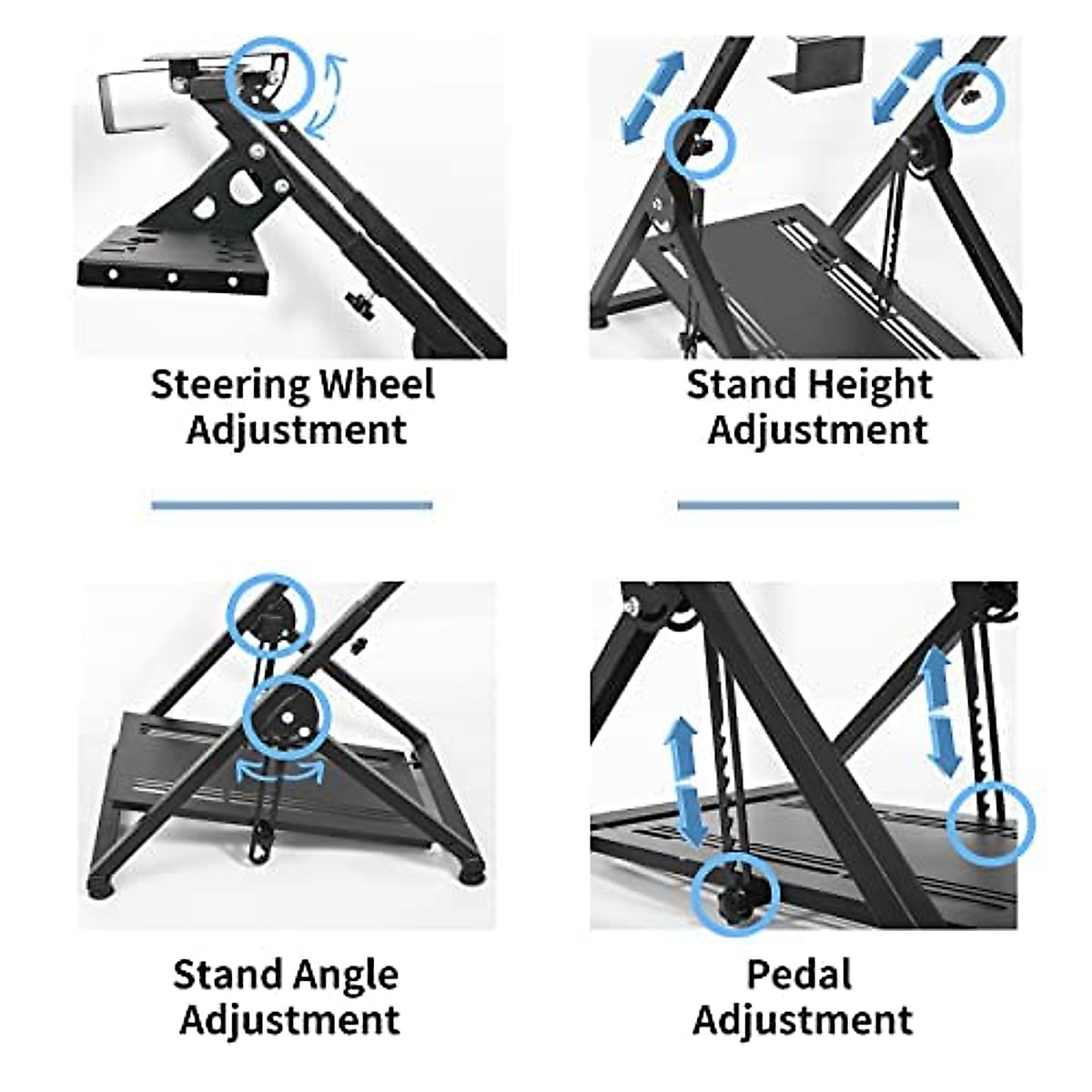 Anman Foldable Driving Gaming Steering Wheel Stand Fit for Logitech G25 G27 G29 G923,Thrustmaster PXN V9,Adjustable,Not Included Pedals & Shifter