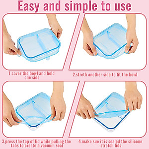 30 Pieces Silicone Stretch Lids Rectangle Reusable Silicone Lids Microwave Cover for Food Storage 6 Different Sizes for Square and Rectangle Containers Microwave Freezer Dishwasher Safe